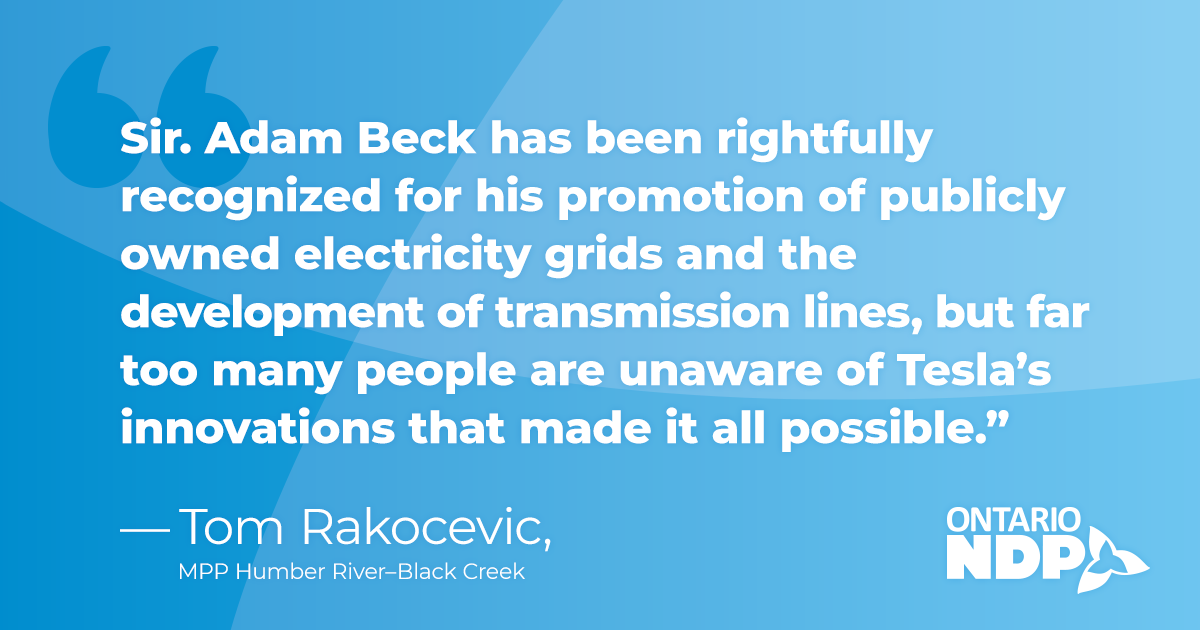 Ontario marks first ever Nikola Tesla Day « Ontario NDP